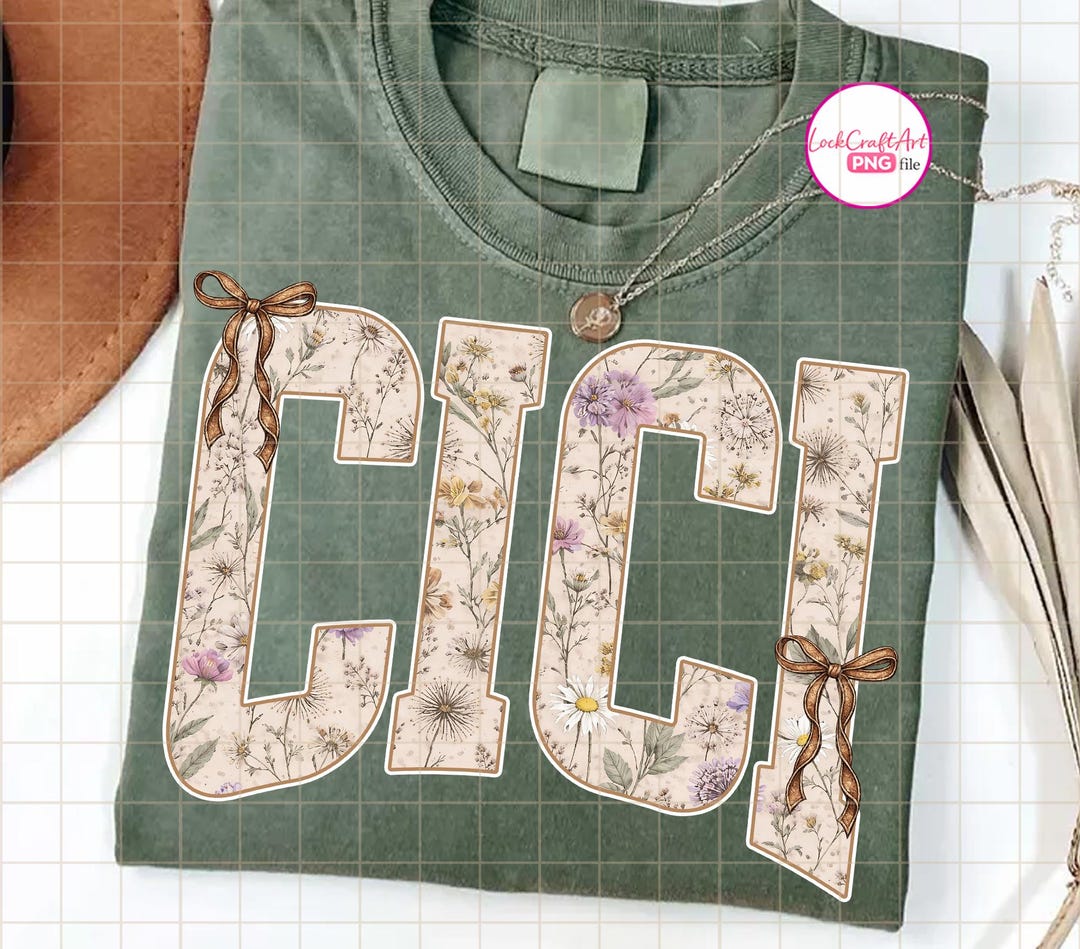 Cici Floral Varsity PNG, Coquette Bow Grandma Name PNG, Custom Cici ...