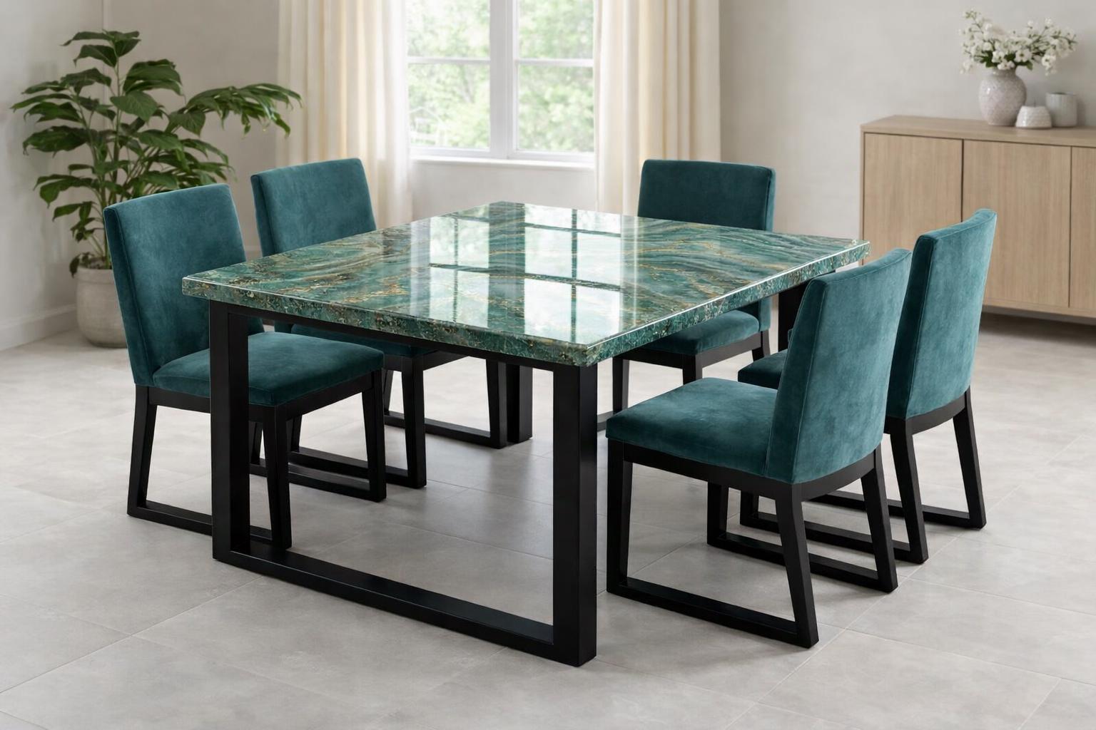 Handmade Geode Epoxy Dining Table – Teal Gold Agate Art Furniture ...