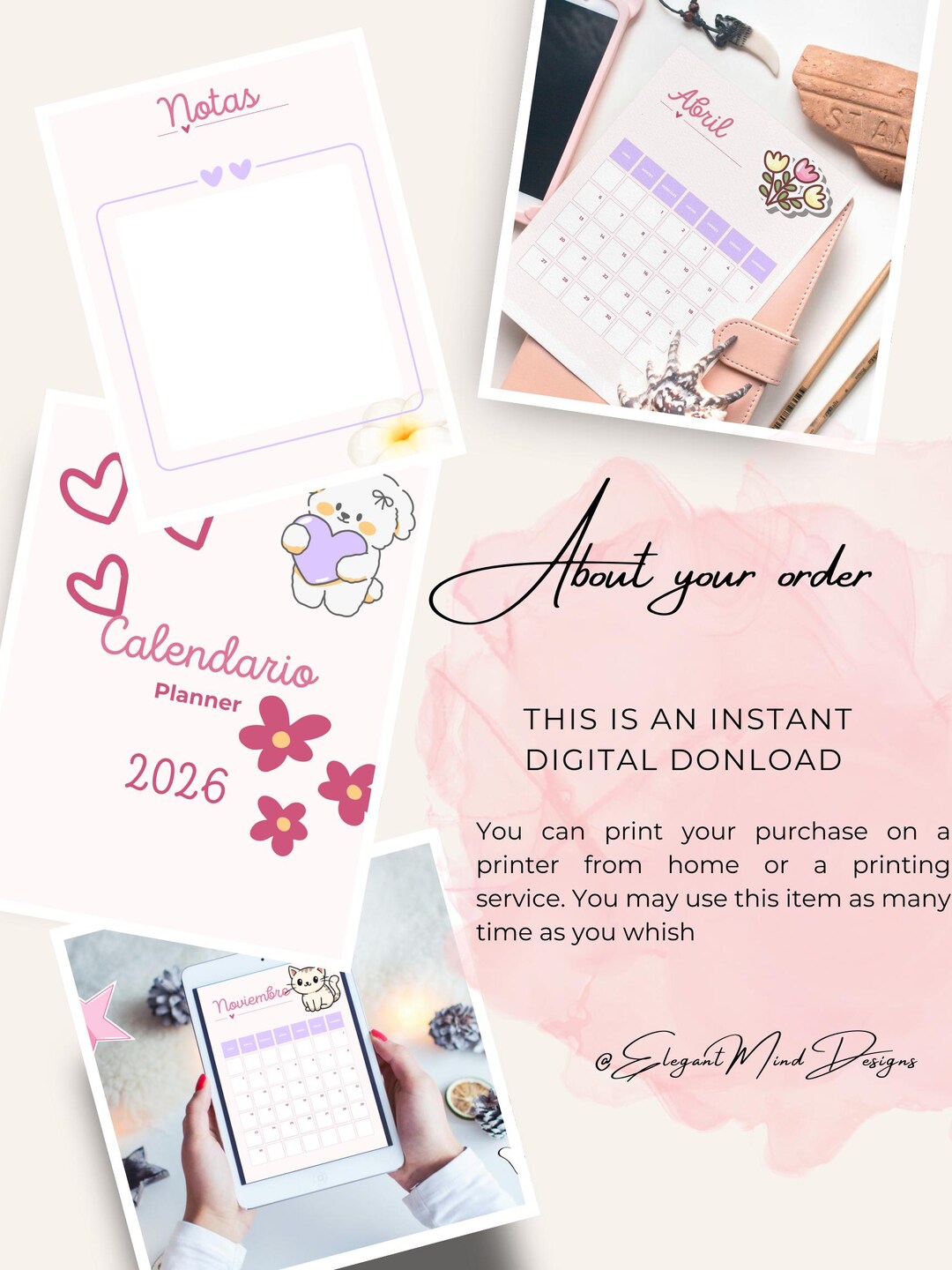 Girls Digital Planner: Monthly Calendar, Weekly & Daily Views ...