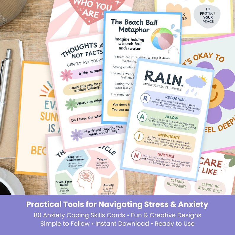 Anxiety Coping Skills Cards for Teens & Adults | Self Regulation Tools ...