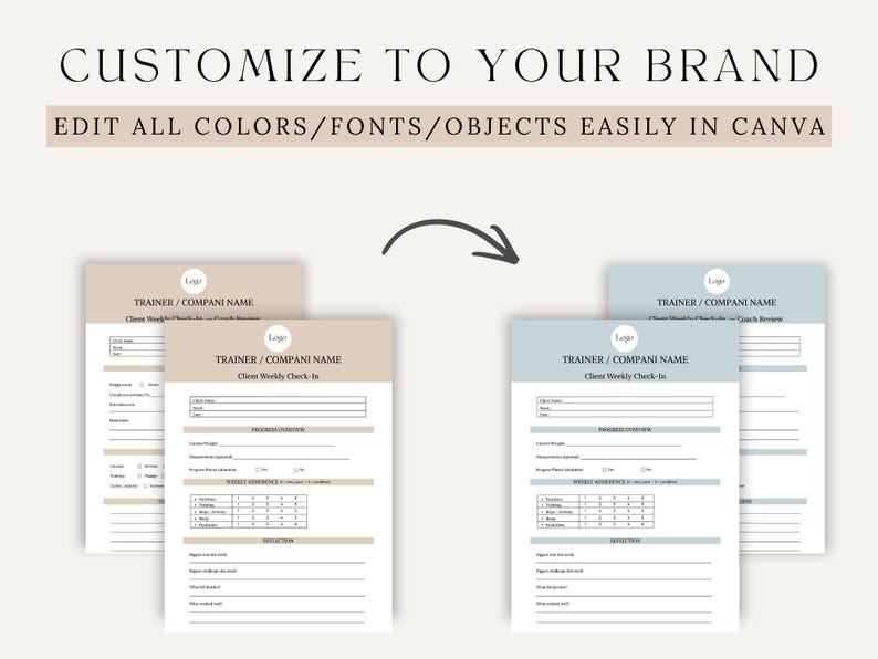 Weekly Check-in & Progress Review System for Coaches | Editable Canva ...