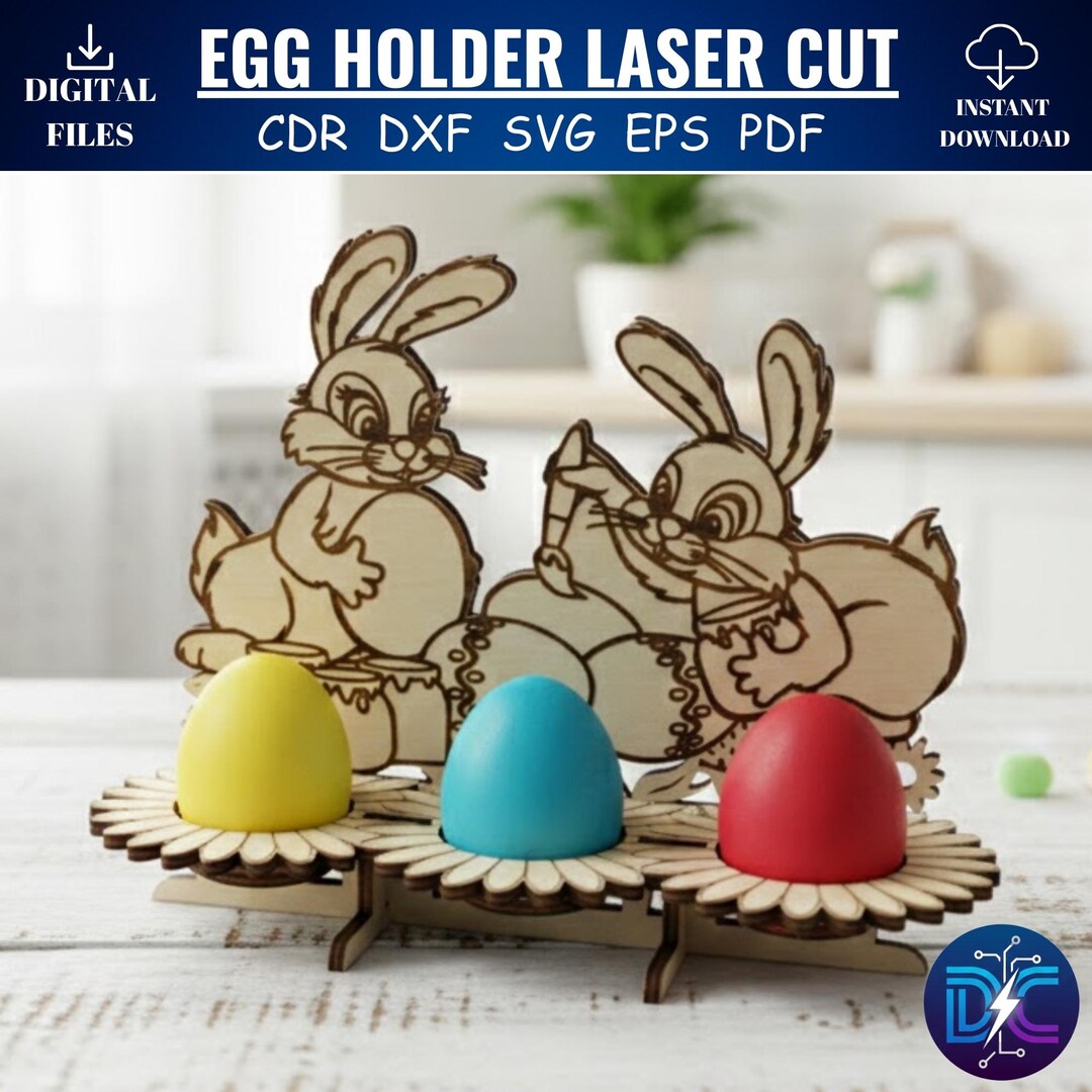Easter Egg Holder Laser Cut Bundle, Bunny Rooster Stands (digital ...