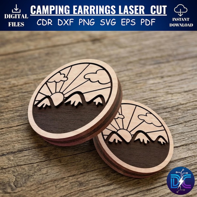 Mountain Earrings SVG - Adventure Jewelry Laser Cut File - Sunrise ...