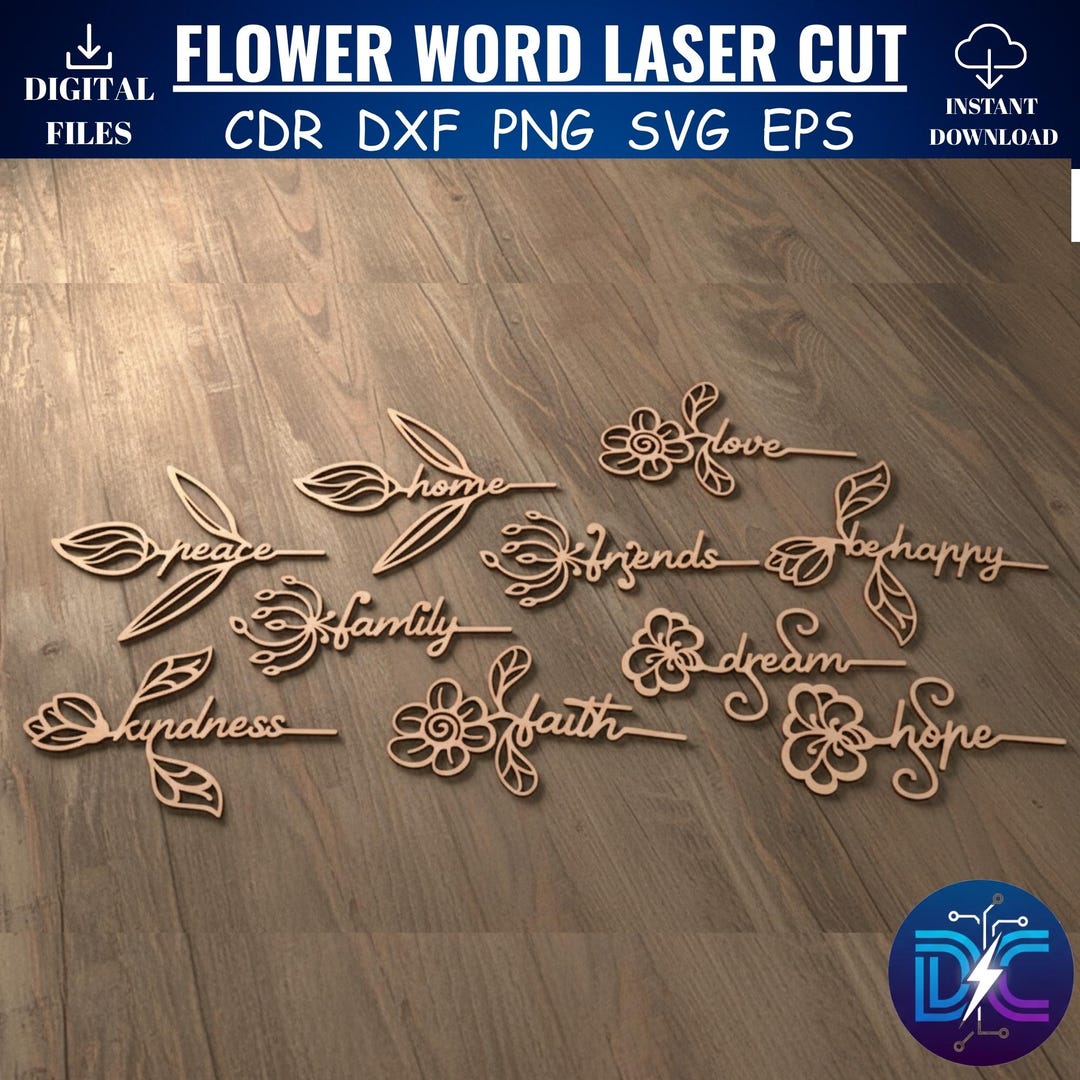 Flower Word Art SVG Bundle, Laser Cut Files (digital Download) - Etsy
