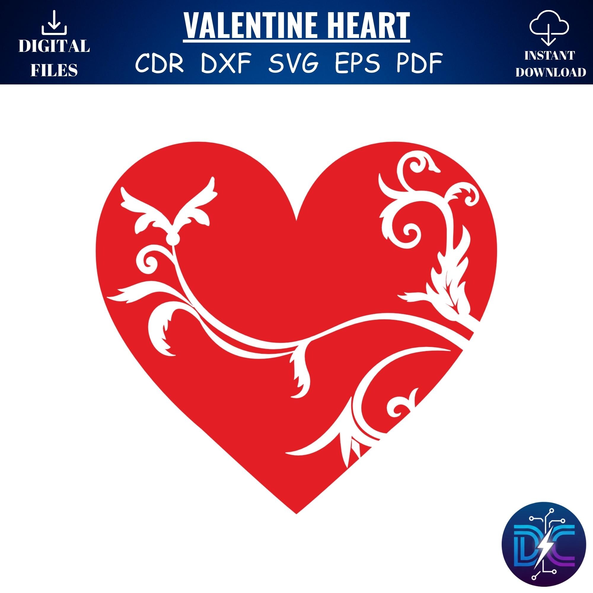Heart SVG Laser Cut Files, Ornate Valentine Wedding Decor (digital ...