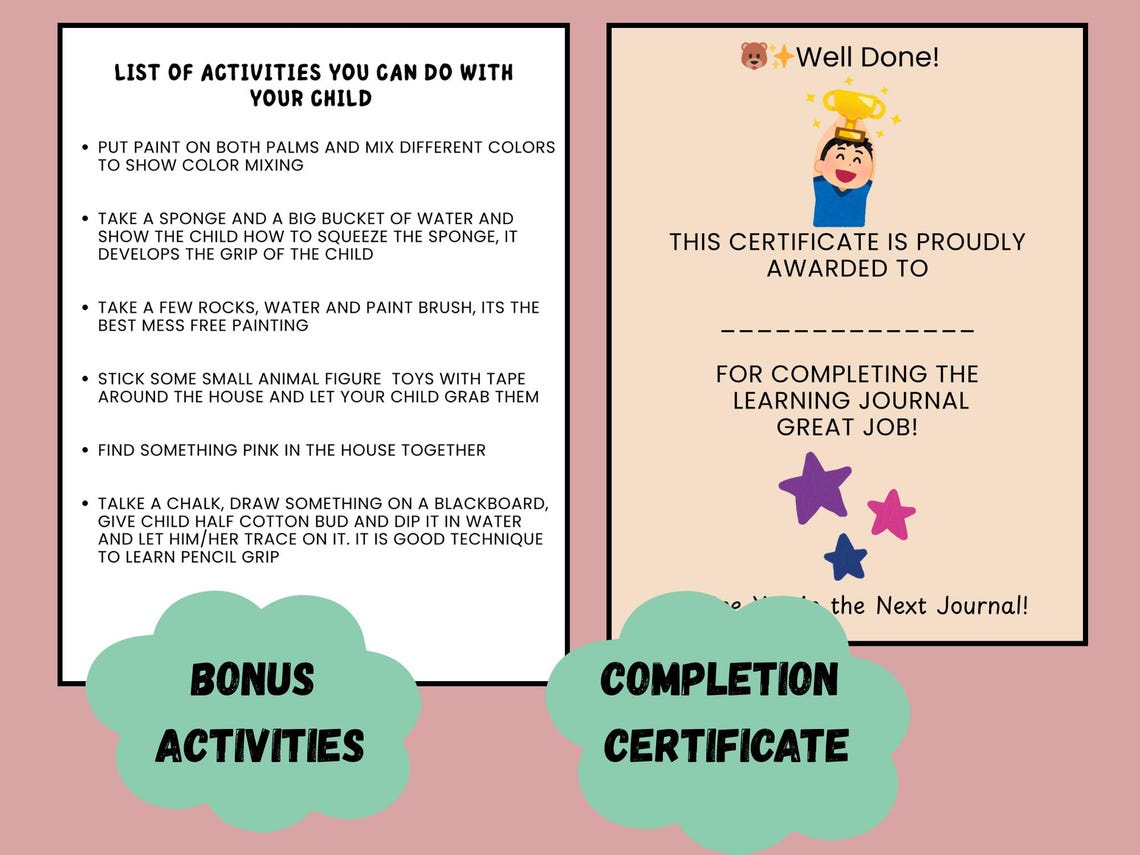 Toddler Learning Workbook | 32 Page Preschool Activities (printable) - Etsy