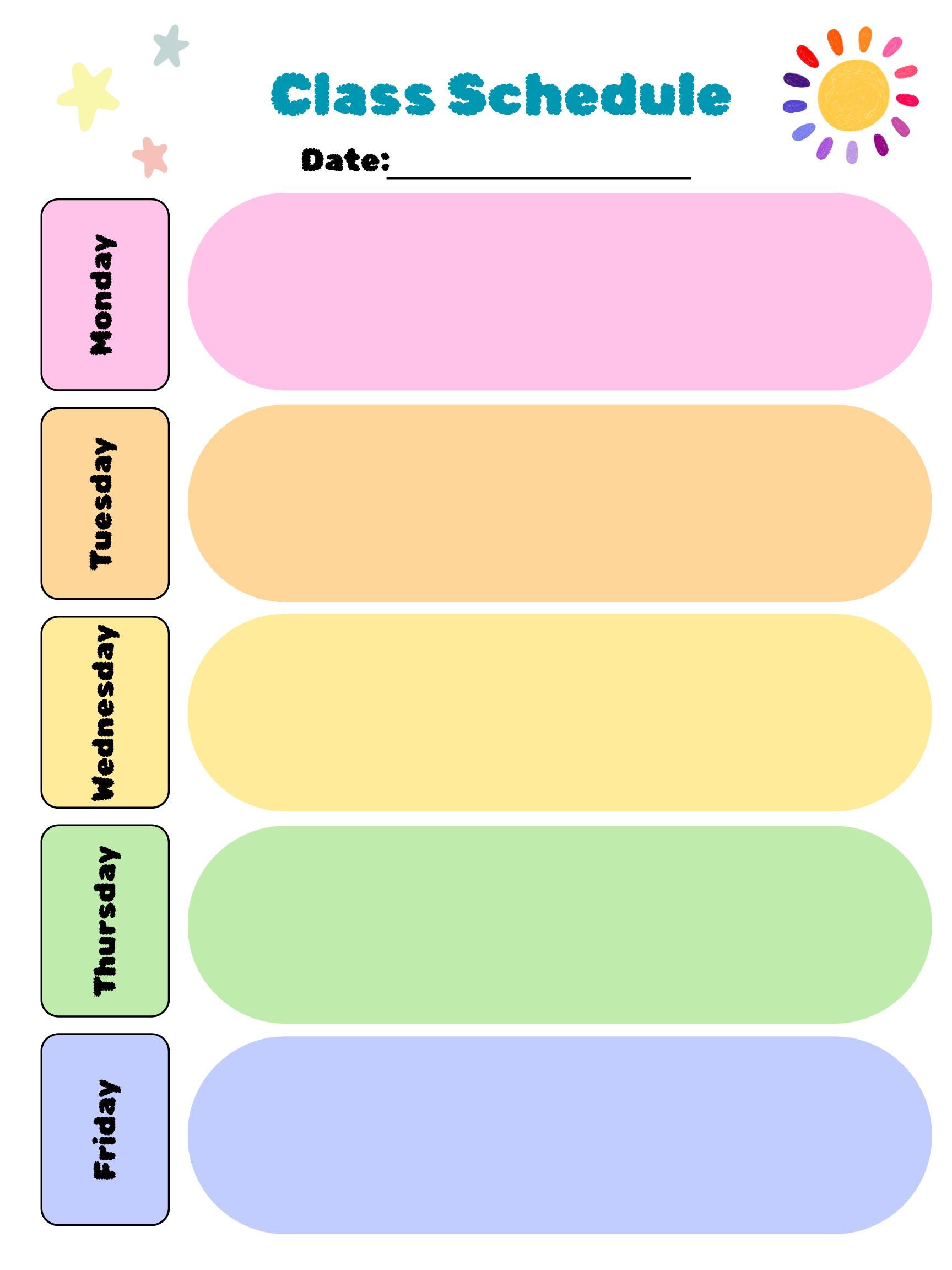 Colorful Class Schedule - Etsy