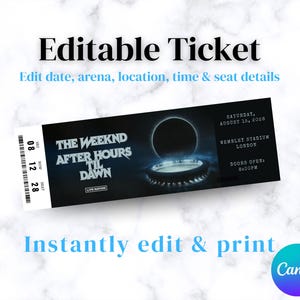 The Weeknd Concert Ticket Template, Editable Canva Design (digital ...