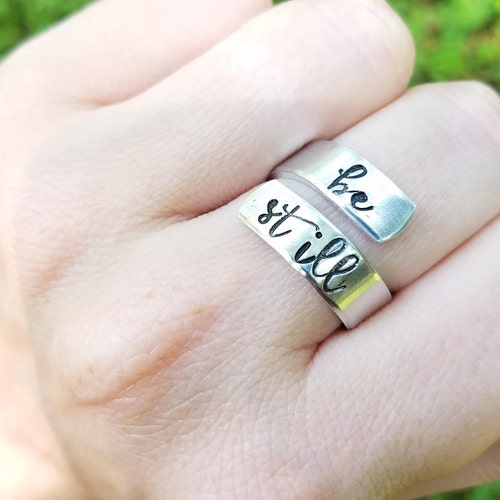 Writing Ring be Still - Etsy