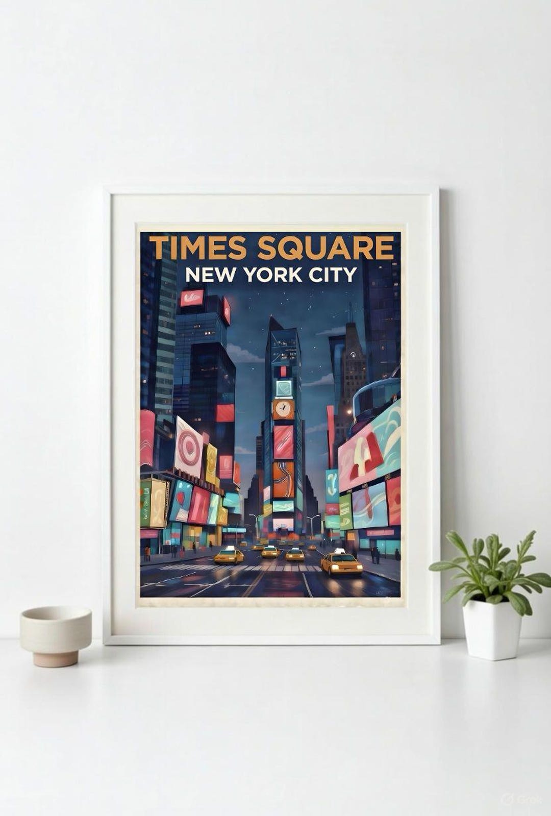 Printable Times Square Print - Full Colour NYC Wall Art, Minimalist ...