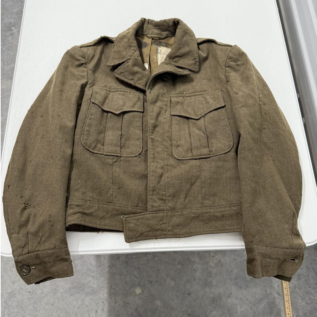 Vintage WW2 Military Style Wool Jacket Khaki Workwear Utility - Etsy