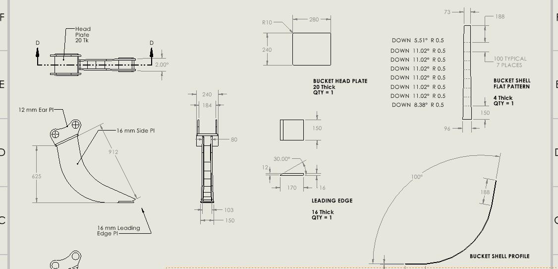 5.0T Excavator Trenching Bucket Plans / DXF Files - Etsy