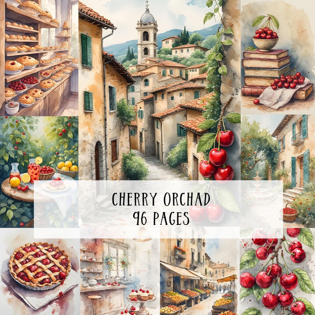 Cherry Orchad Junk Journal Papers, Vintage Cherries, Digital Cherry ...