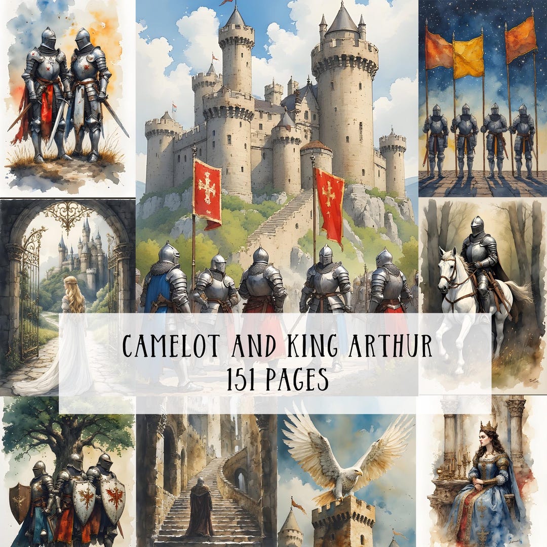 Camelot and King Arthur Junk Journal Pages, Medieval Printables ...