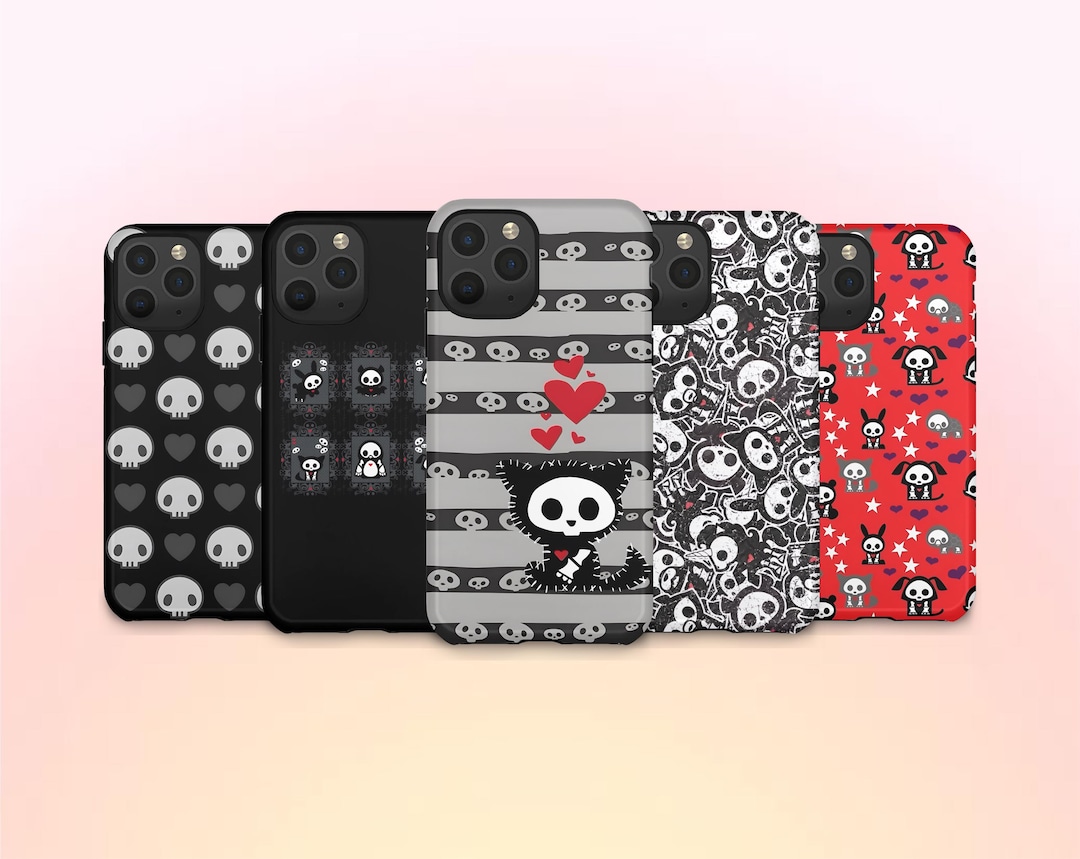 Y2K Emo Animal Skeleton Phone Case | Kawaii Gothic Design - Etsy