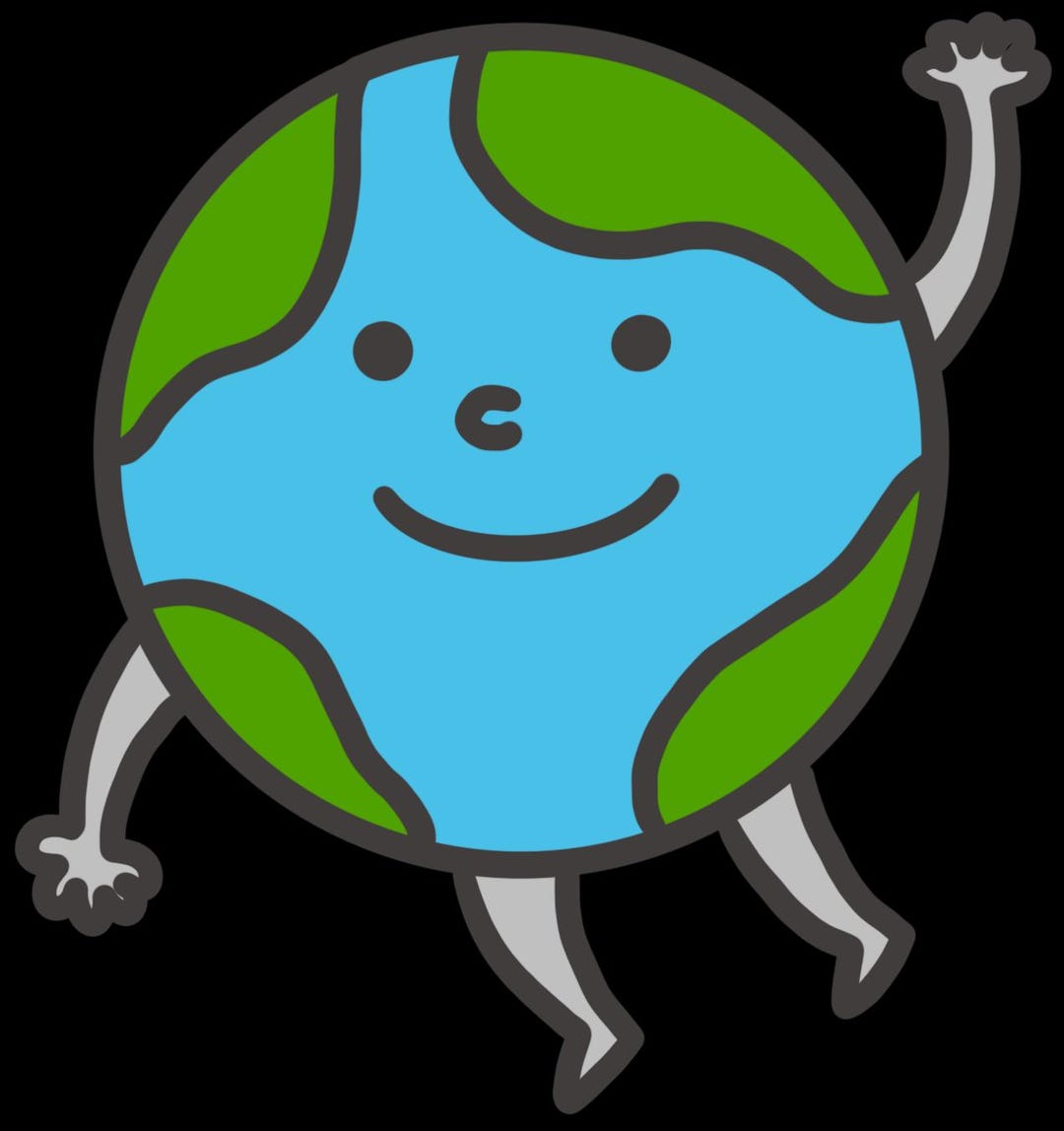 Cute Earth Character Illustration | Hand Drawn Digital Download - Etsy