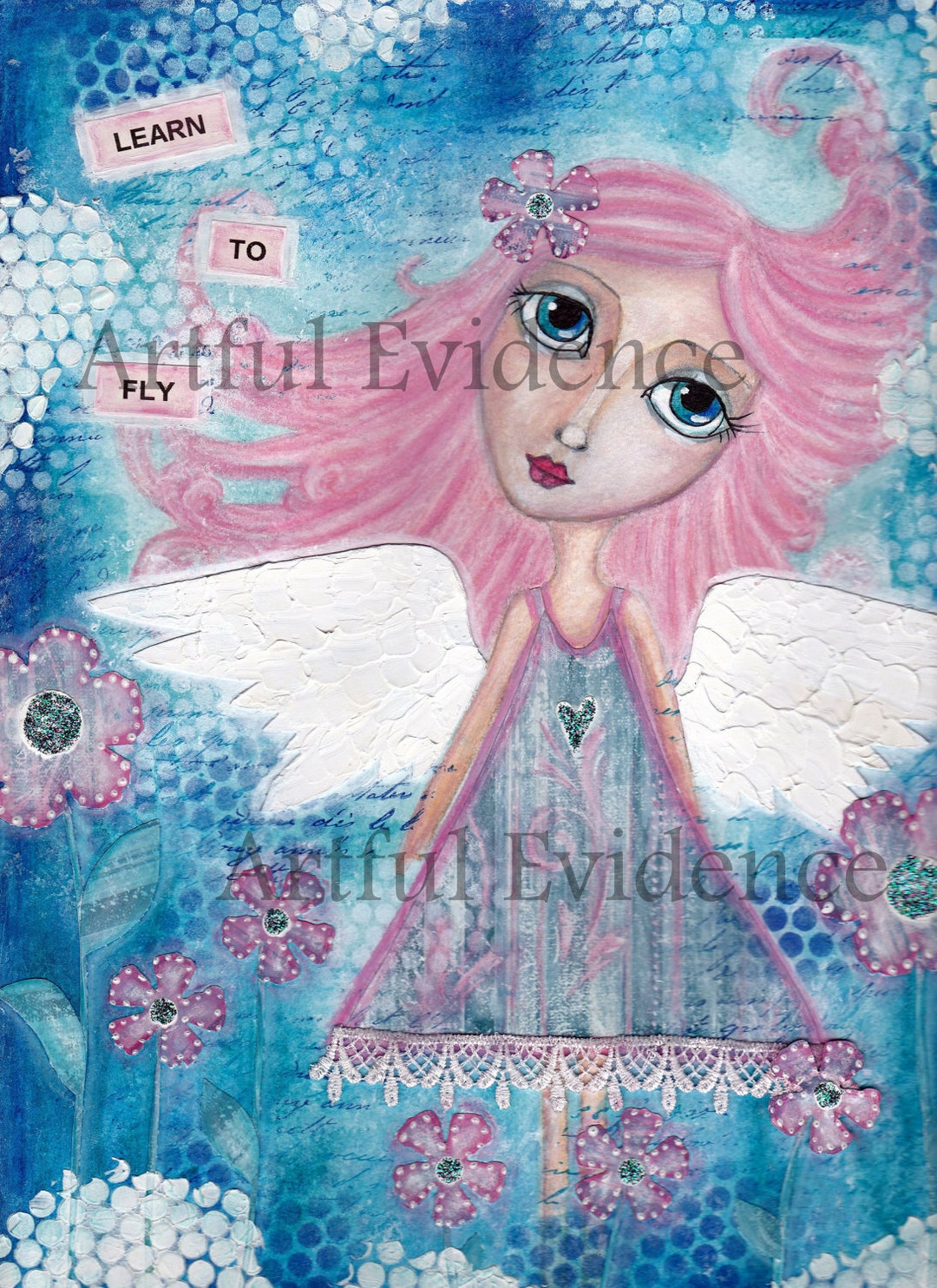 Mixed Media Art Print Learn to Fly - Etsy