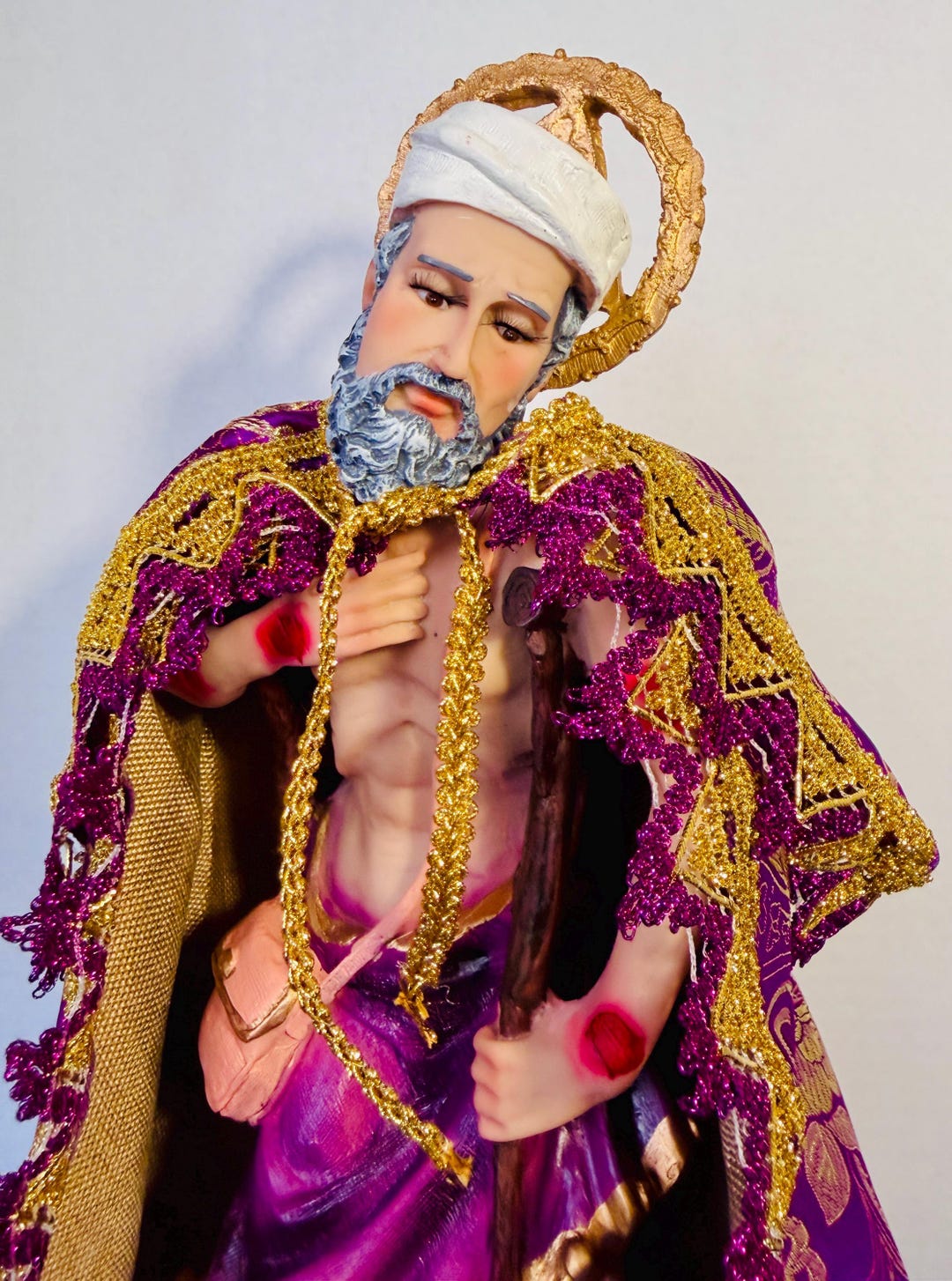 Handmade Saint Lazarus Statue With Glass Eyes & Cape San Lazaro Babalu ...