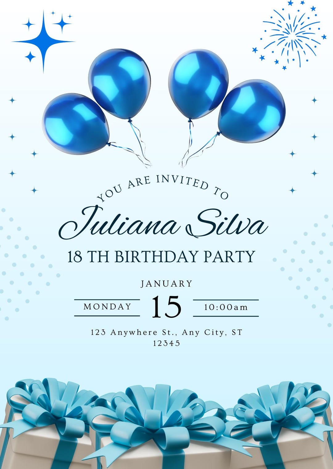 Birthday Invitation Canva Template | Editable Birthday Canva Template ...