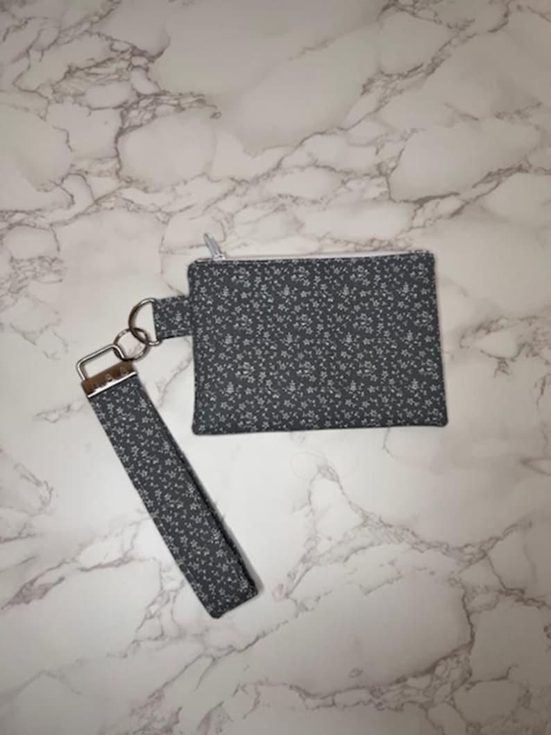 Classic Gray Zipper Pouch With Matching Key Fob Wristlet - Etsy