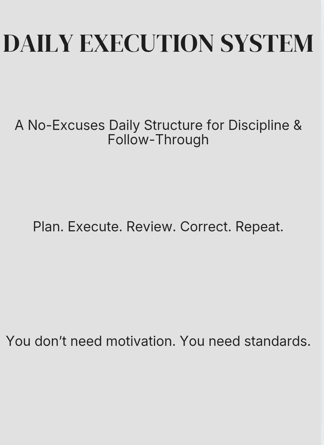 Daily Execution System | Discipline Planner for Men | Daily ...