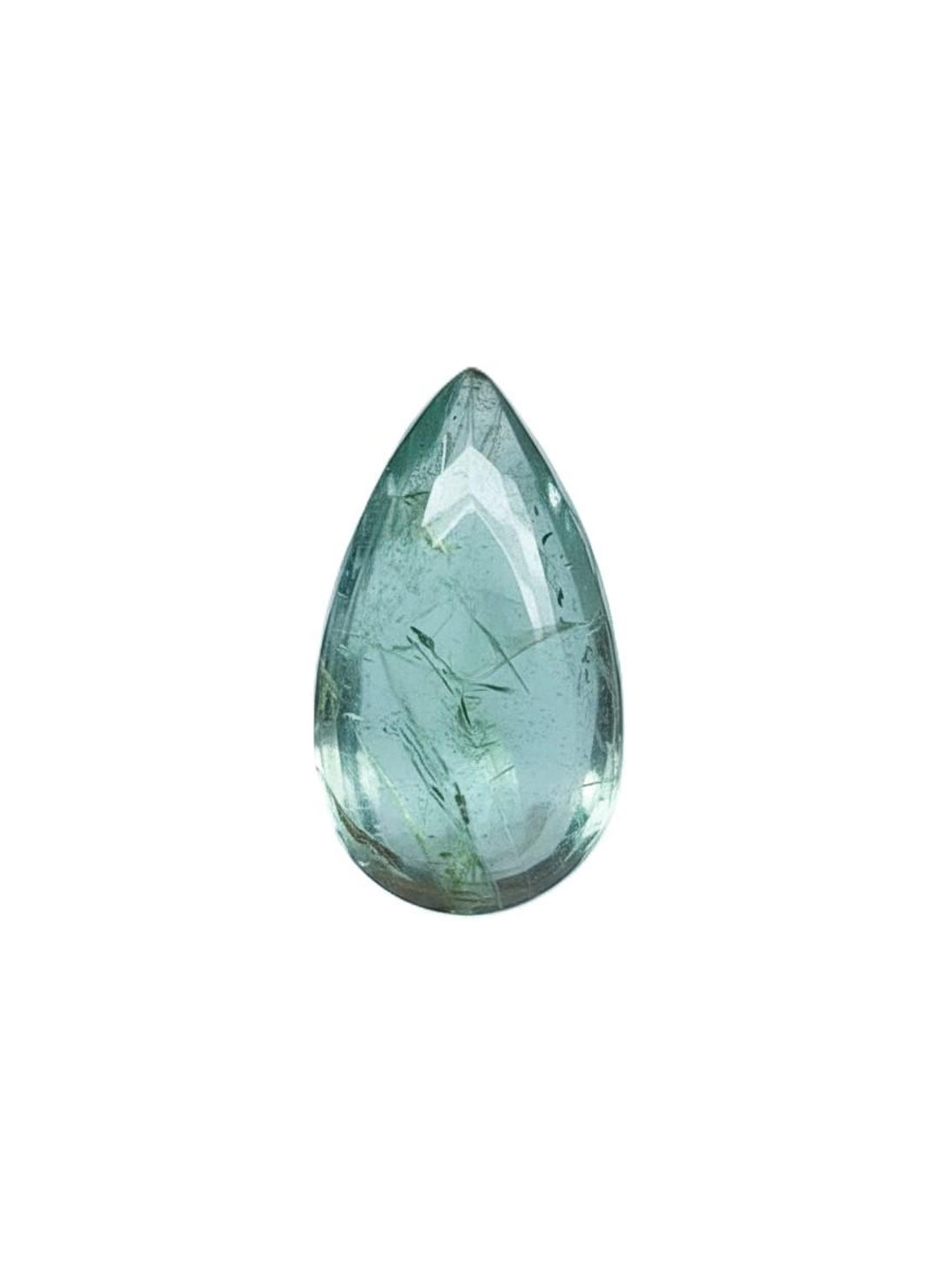 Pear Aquamarine Cabochon – Icy Blue Quartz Gemstone, 19x11 Mm 9 Carat ...