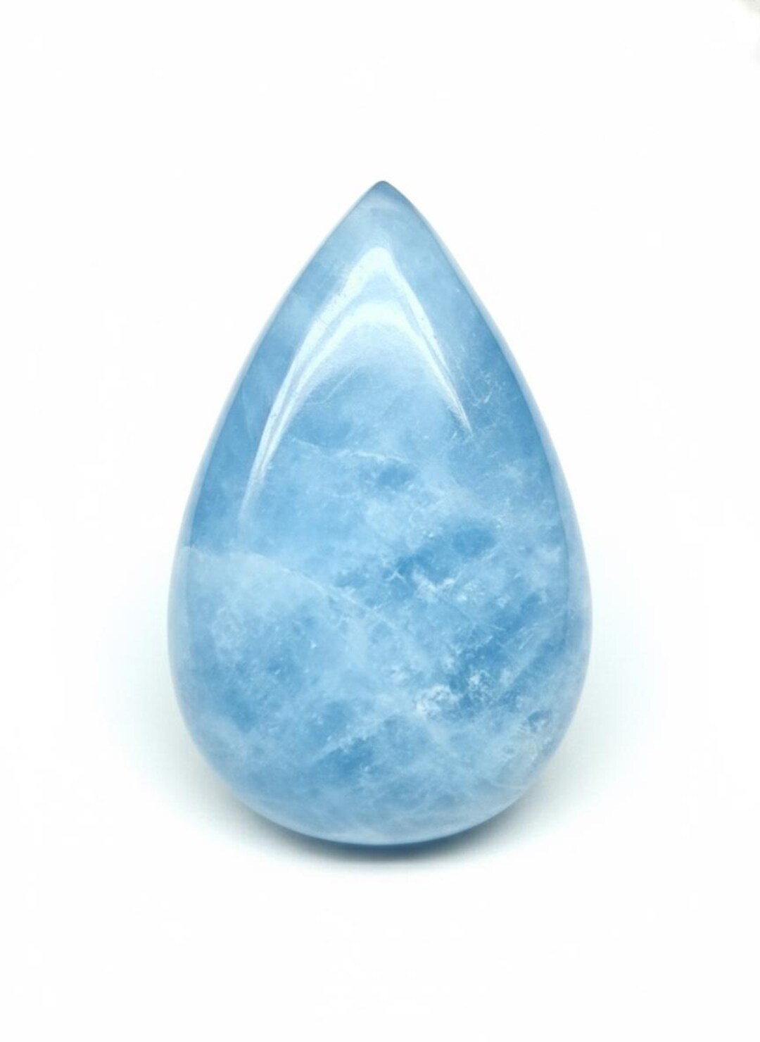 Pear Aquamarine Cabochon – Icy Blue Quartz Gemstone, 30x19 Mm 40 Carat ...