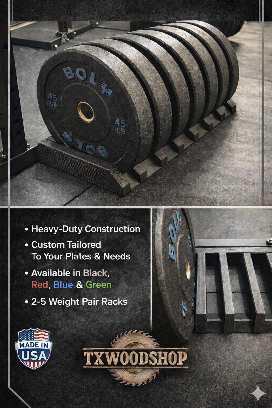 Custom Bumper Plate Rack – Made to Fit Your Plates | Heavy-duty Gym ...