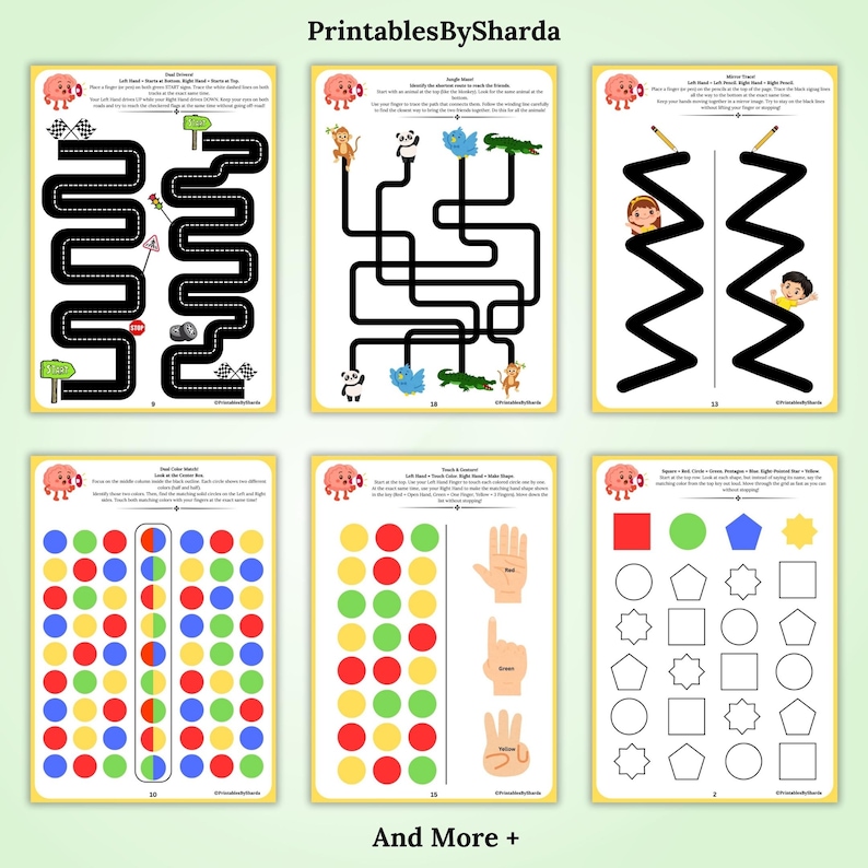 Neuro Games for Kids Printable PDF Bilateral Coordination Brain Gym ...