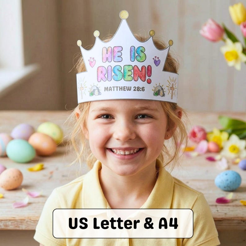 He is Risen Easter Crown Craft for Kids (digital Download) - Etsy