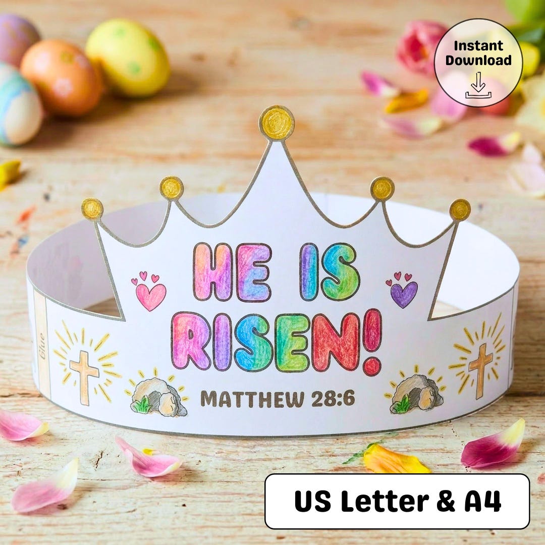 He is Risen Easter Crown Craft for Kids (digital Download) - Etsy UK
