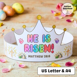He is Risen Easter Crown Craft for Kids (digital Download) - Etsy