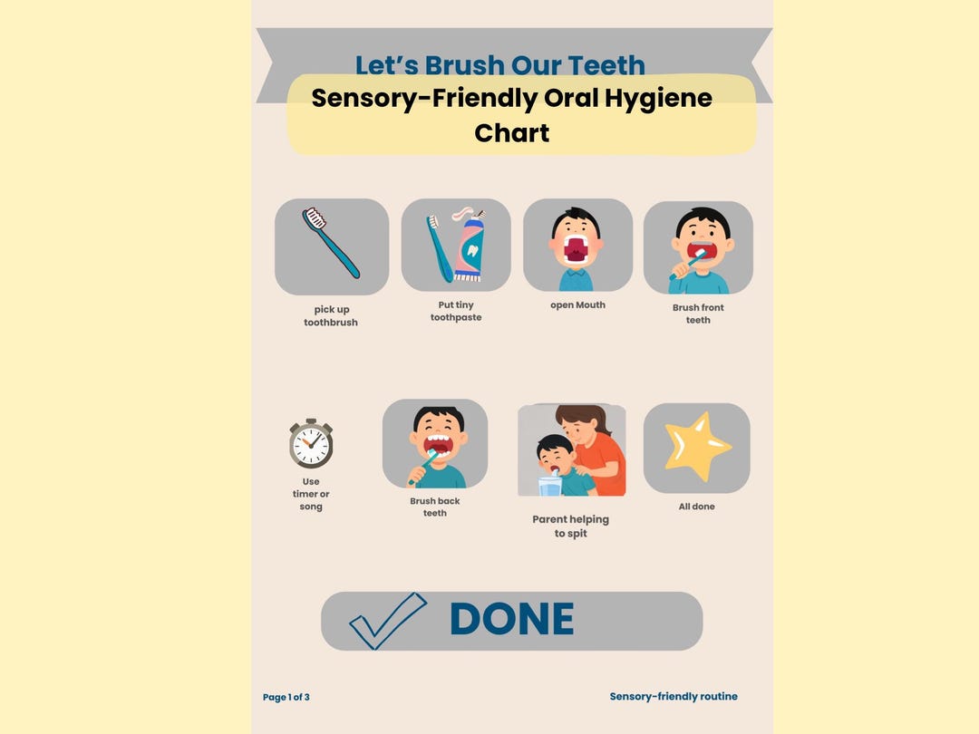 Sensory-friendly Oral Hygiene Chart for Autistic Kids | Printable ...