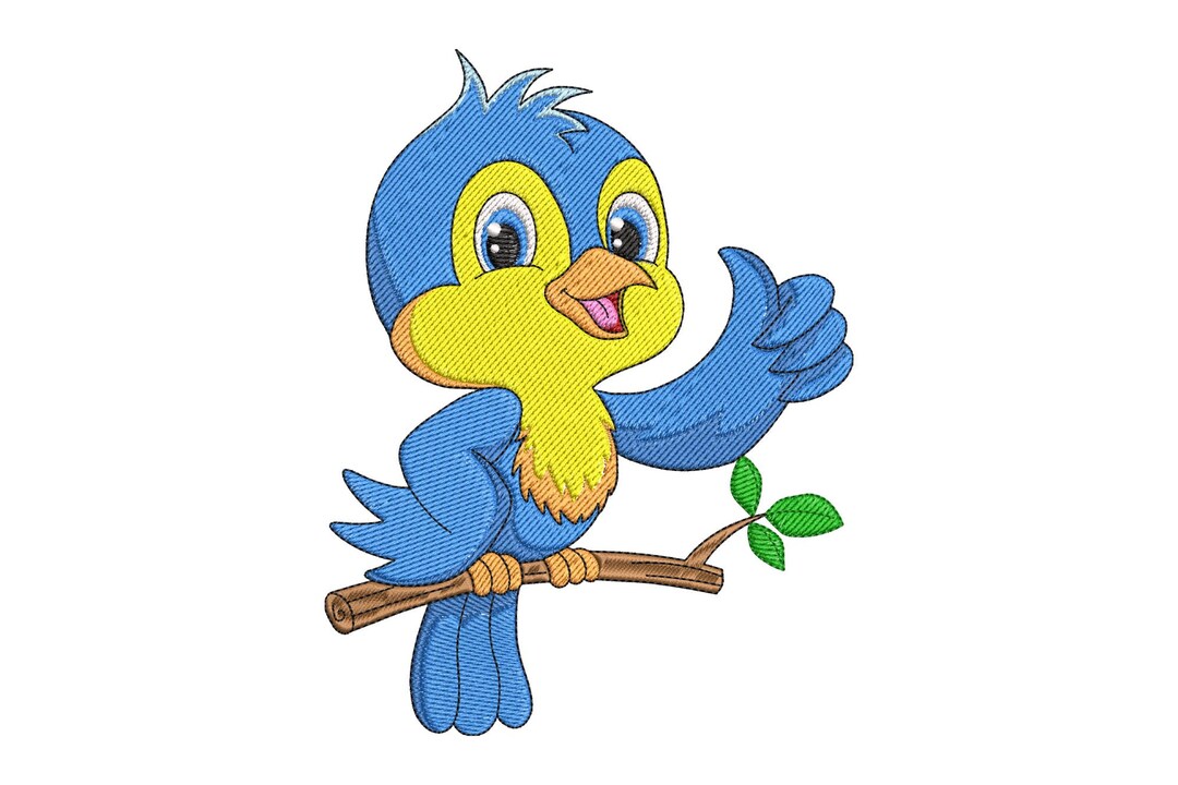 Cartoon Bluebird Machine Embroidery Design, Bird File (instant Download ...