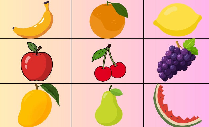 Animals and Fruits Bingo Game for Kids | Preschool Classroom Learning ...