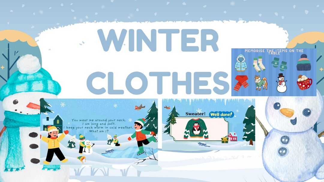 Winter Clothes Flashcards | Memory Matching Game | Winter Vocabulary ...