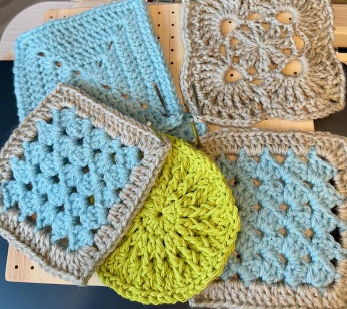 Half and Half Granny Square Crochet Pattern - Baby Blanket Squares ...