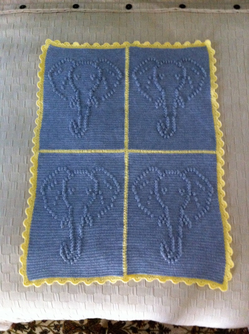 Elephant Baby Blanket Pattern - Crochet Pattern - Crochet Baby Blanket ...