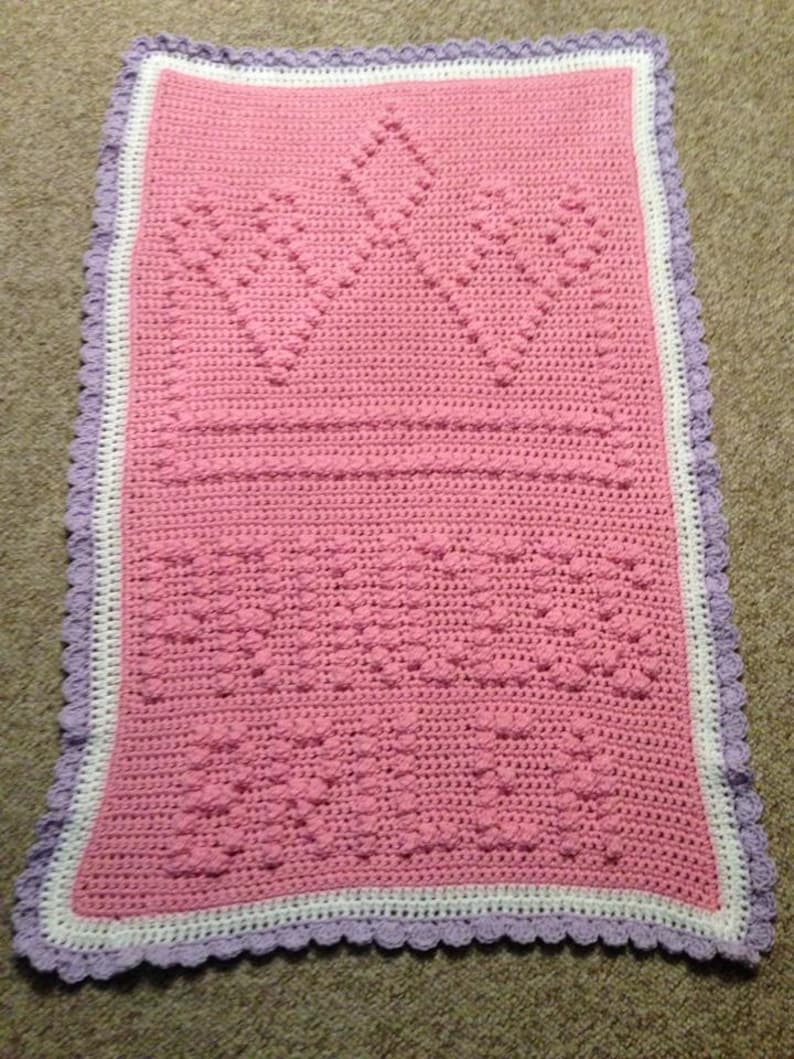 Princess Crown Baby Blanket Pattern - Crochet Baby Security Blanket ...