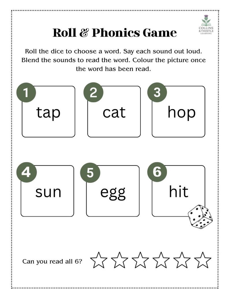 Printable Phonics Learning Worksheet - Etsy