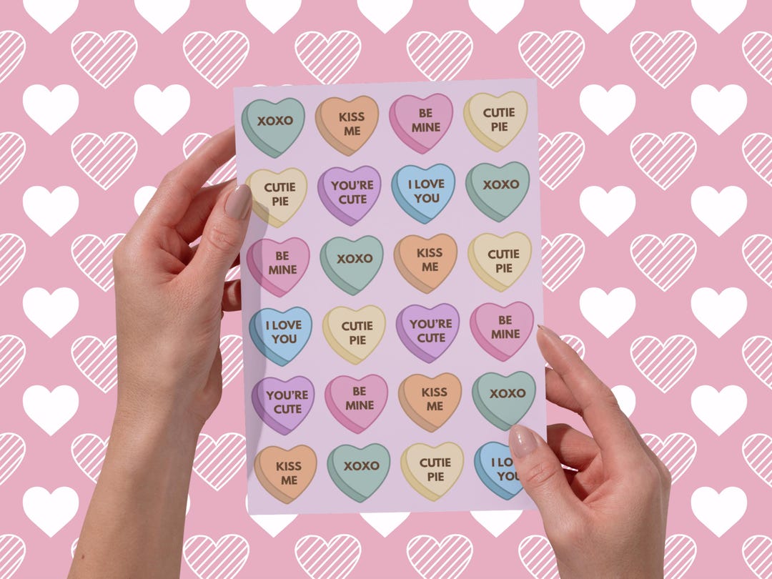 Conversation Heart Printable Card, Valentine's Day, 5x7 (digital ...