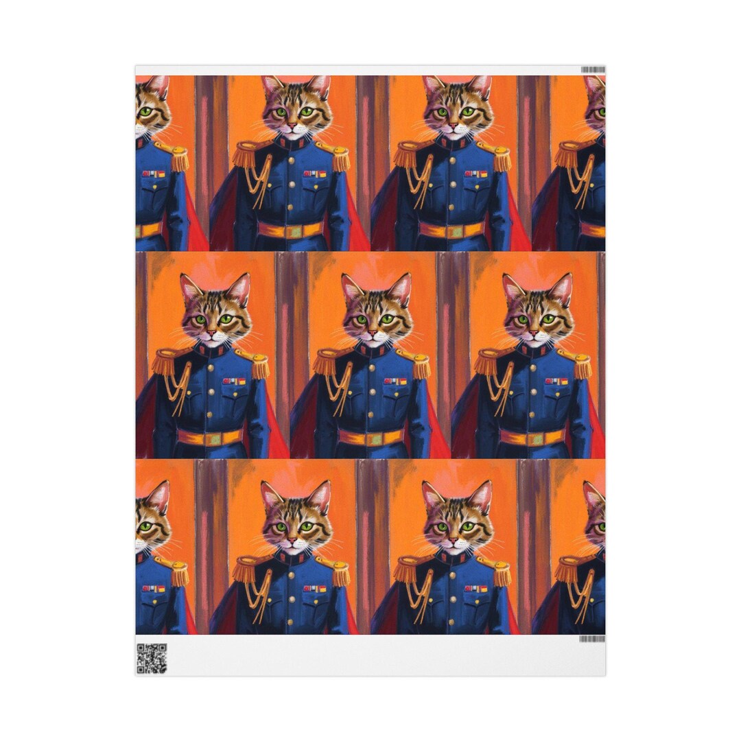 Regal Cat Officer Wrapping Paper | Patterned Gift Wrap Roll - Etsy