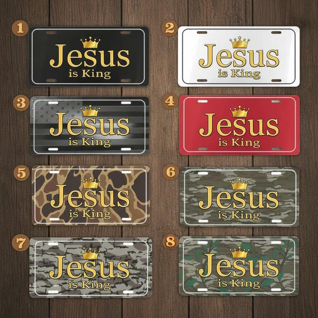 Jesus is King Camo License Plate, Christian Car Tag - Etsy