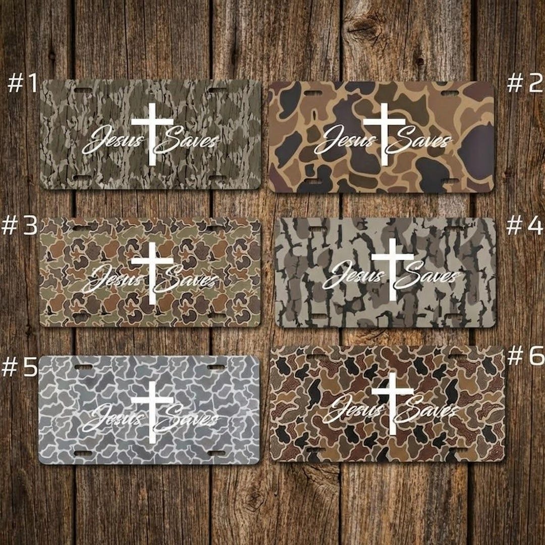 Jesus Saves Camo License Plate, Christian Auto Decor - Etsy