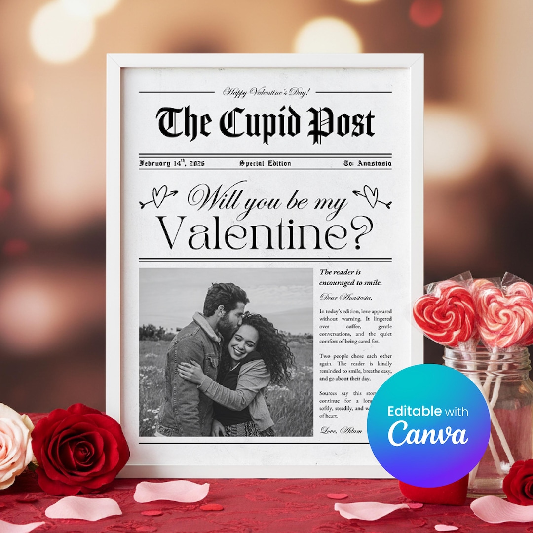 The Cupid Post | Will You Be My Valentine | Valentine's Day Newspaper ...