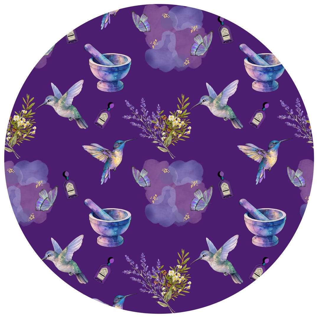 Watercolor Apothecary Seamless Pattern, Hummingbird Digital Paper ...