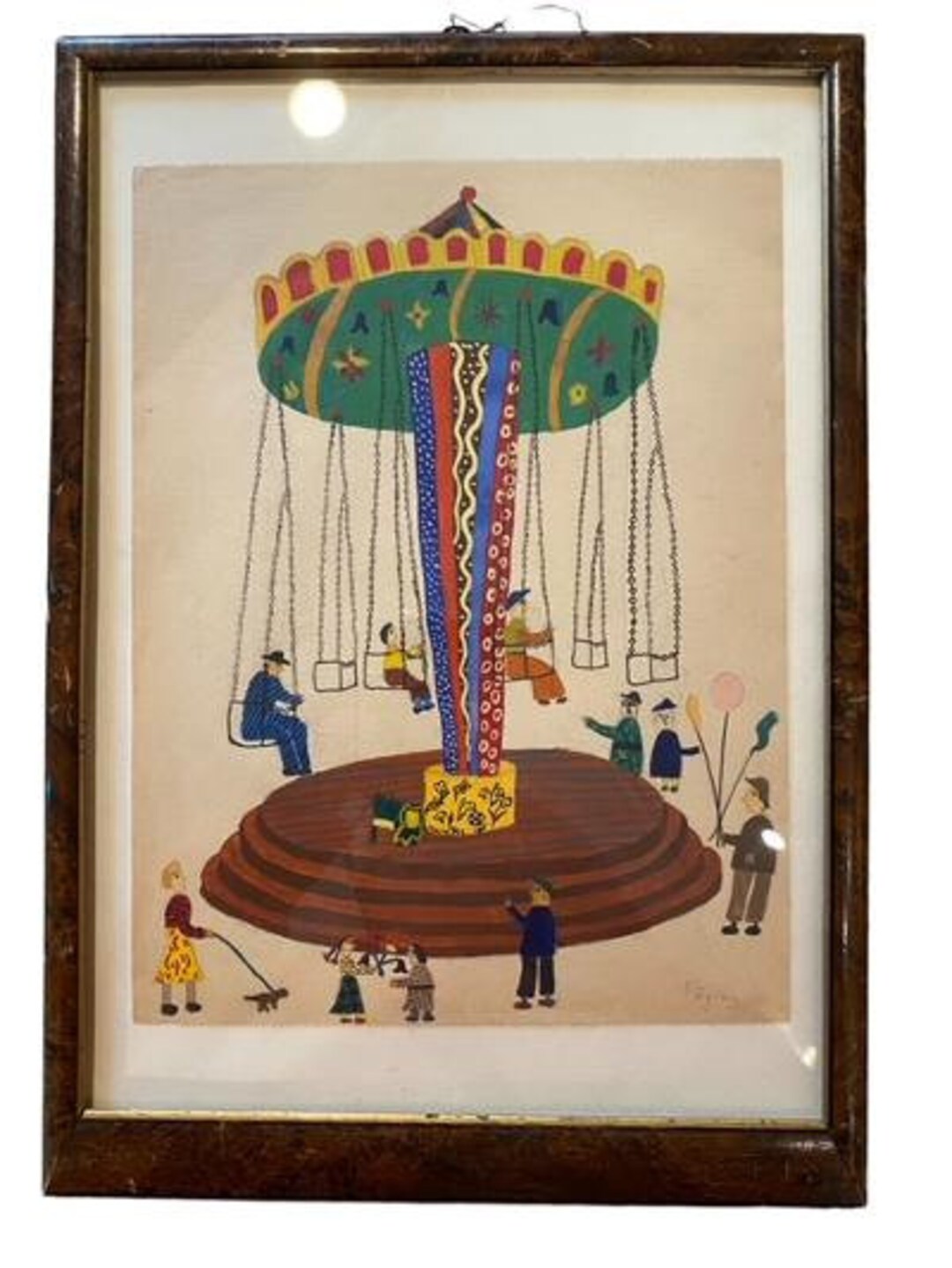 Carnival Ride Art 1950's Arcrylic Paint and Ink Folk Art - Etsy