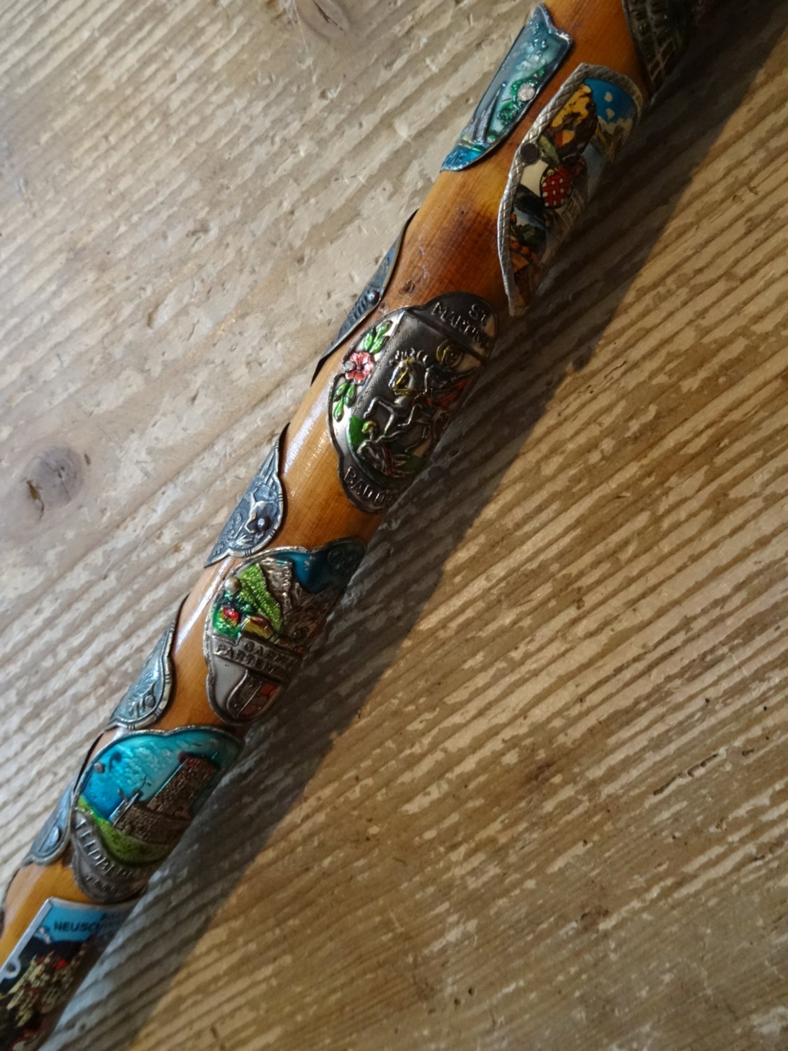 German Hiking Stick Cane with Medals Pins | Etsy