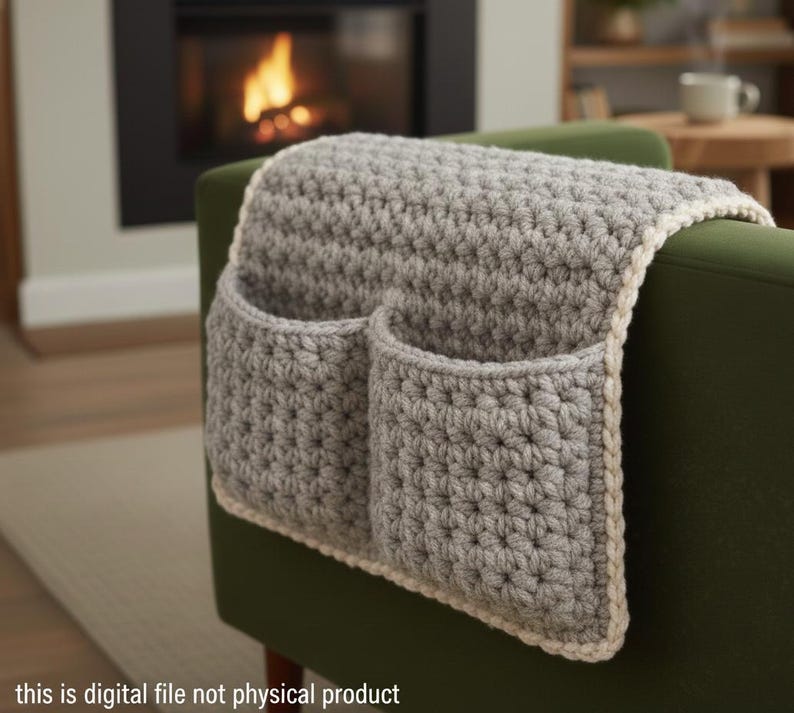 Crochet Sofa Arm Organizer Pattern | Easy Armrest Caddy Pattern ...