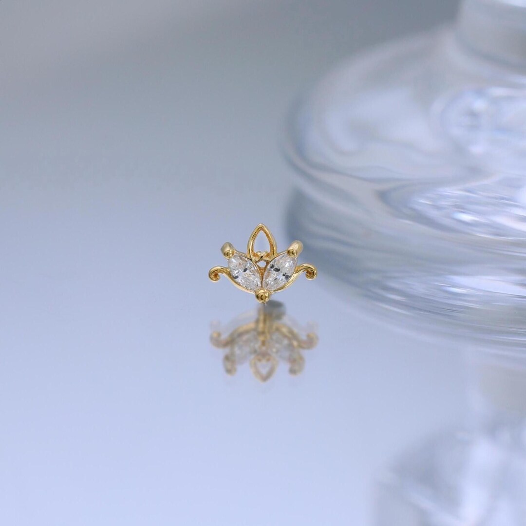 Vine Gemstone Flower Helix Cartilage Push-in & Threaded Flat Back in ...